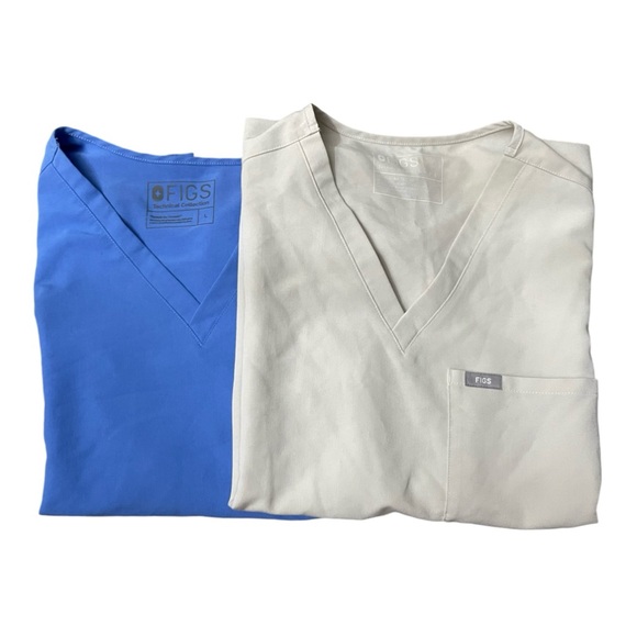 Figs | Tops | Figs Catarina One Pocket Scrub Top Bundle Blue And Taupe ...